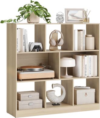 Vasagle Bücherregal, Regal, Würfelregal, Standregal, 8 offene Fächer, horizontal, vertikal oder kopfüber verwendbar, 30 x 97,5 x 100 cm, für Wohnzimmer, Arbei