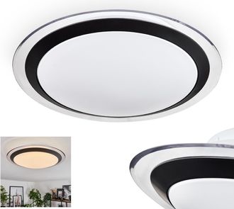 HOFSTEIN LED Deckenleuchte Pompu, runde Deckenlampe aus Metall/Kunststoff in Weiß/Schwarz, Leuchte im modernen Design (Ø 34 cm), 2000 Lumen, 3000 Kelvin, LED 1
