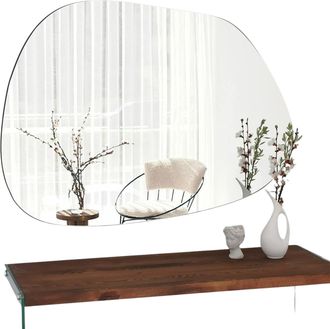 Gozos Moderner Xabia Asymmetrisch Spiegel - Wandspiegel mit 2,2 cm hölzerner Unterseite und inklusive Montagematerial - Maße 90 x 70 - Asymmetrischer Spiege