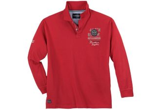 Redfield Langarm-Poloshirt Redfield Langarm-Polo maritim Übergröße rot
