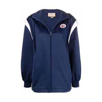 Gucci Web-Stripe Jacke mit abnehmbaren &Auml;rmeln und Kapuze - - Sweatshirts & Hoodies - Damen - Blau - XS