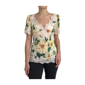 Dolce & Gabbana Oberteil mit floraler Spitzenborte - - Blouses & Shirts - Damen - Mehrfarbig - 2XS