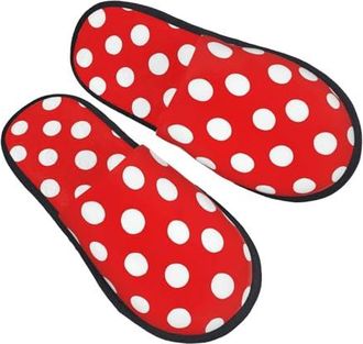 Generic Pantoufles Pois Rouges Et Blancs Épais Chaussons Portative Chaussons Maison Pour Voyage De Camping Automne M