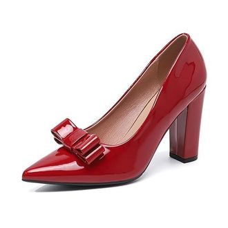 Generic Escarpins &agrave; bout pointu pour femme - Couleur unie - Style d&eacute;contract&eacute; et polyvalent - Pour f&ecirc;te de bureau, Rouge, 40.5 EU