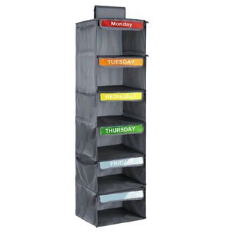 Generico W&ouml;chentlicher Kleider-Organizer: H&auml;ngeschrank, Kleiderregal, 6-lagig, mit Taschen, Kinderregal f&uuml;r Schlafzimmer, Kinderzimmer, Wohnung, Schlafzimmer, 