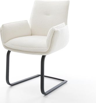 DELIFE Freischwinger Nela-Flex Boucl&eacute; Soft Beige Freischwinger flach Schwarz, Esszimmerst&uuml;hle