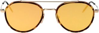 Thom Browne Homme, Accessoires, Multicolore, Taille: 51 MM Lunettes de soleil aviateur en ac&eacute;tate et titane