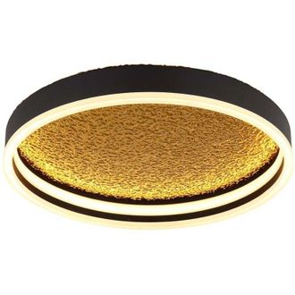 Globo Lighting Deckenleuchte Deckenlampe LED schwarz goldfarben Wohnzimmerlampe rund Schlafzimmerlampe, Metall Acryl Silkon, 36W 1060lm warmwei&szlig;, DxH 40x8 cm