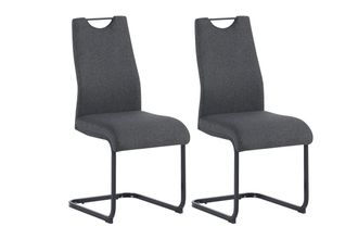 Byliving Freischwinger 2er Set Capri, Webstoff dunkelgrau, Metall schwarz, mit Griff und bequemer Polsterung, Schwingst&uuml;hle, Polsterst&uuml;hle, Ma&szlig;e: B 44, H 88, T