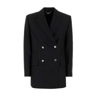 Versace Femme, Vestes, Noir, Taille: 36 FR Blazer crois&eacute; &agrave; rayures