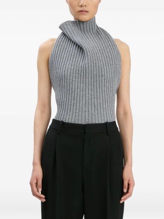 Victoria Beckham haut c&ocirc;tel&eacute; &agrave; dos-nu - Gris