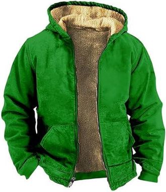 Generic Cardigan &agrave; capuche zipp&eacute; pour homme - L&eacute;ger et confortable - Avec poches - Manches longues - D&eacute;contract&eacute;, Vert-1, 5XL