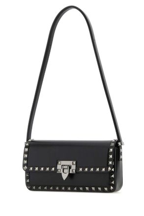 Valentino Garavani Womens Black Leather Rockstud Shoulder Bag Nero Borse A Tracolla