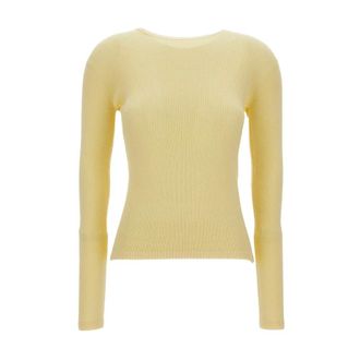 Lisa Yang Femme, Pulls, Jaune, Taille: 36 FR Tricot ras du cou
