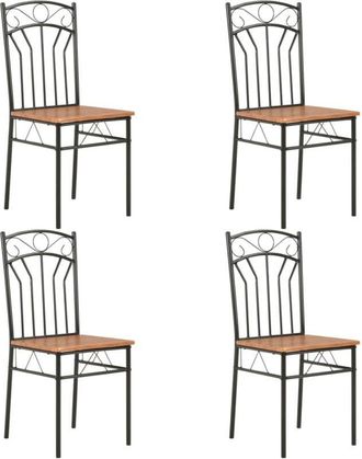vidaXL Chaises à manger lot de 4 marron mdf Vidaxl