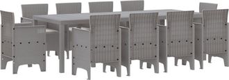 vidaXL Garten Essgruppe 11 pcs Hellgrau Polt Rattan vidaXL