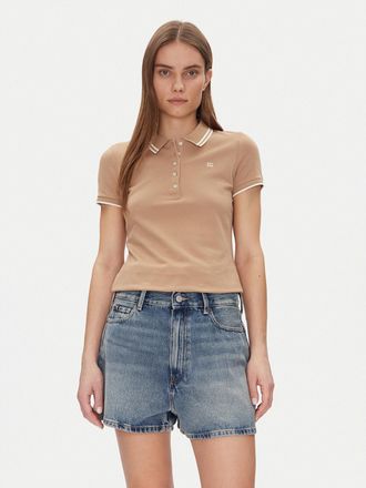 Tommy Hilfiger Poloshirt Feminine Sporty Slim Polo Ss WW0WW44517 Khakifarben Regular Fit