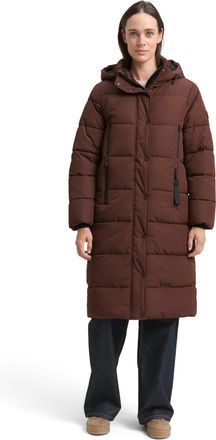 Tom Tailor Damen 1047532 Puffer-Mantel mit Abnehmbarer Kapuze, 27506-Dark Pecan Brown, XS