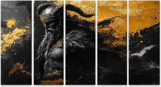 Islandburner Bild auf Leinwand Goldener Wikinger im Kampfgeist Bilder Wandbilder Poster