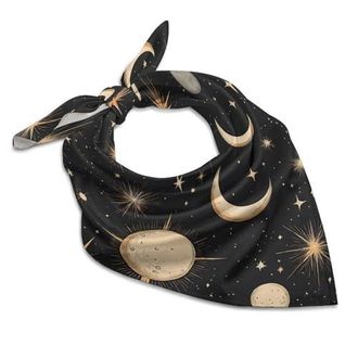 Generic Sun Moon Écharpe carrée en soie légère pour cheveux respirante Cadeau pour homme et femme, multicolore, 46x46cm