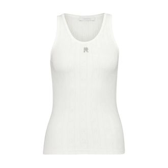 Paco Rabanne D&eacute;bardeur Blanc avec Logo M&eacute;tallique - Femme - Tops - Blanc - Taille: 36 FR