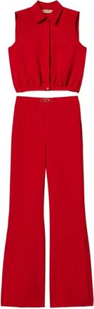 Twinset Femme, Combinaisons et Ensembles, Rouge, Taille: 40 FR Blouse et pantalon en cr&ecirc;pe cady avec Oval T