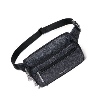 Baggallini Securtex Anti-Diebstahl-G&uuml;rteltasche f&uuml;r Damen, RFID-Geldb&ouml;rse, verschlie&szlig;barer Rei&szlig;verschluss, Reisetasche, Crossbody-Tasche, Midnight Blossom