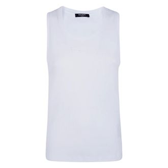 Balmain Femme, Tops, Blanc, Taille: 38 FR D&eacute;bardeur en jersey brod&eacute;