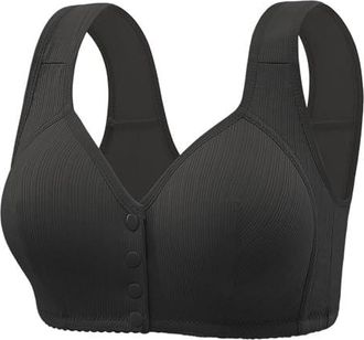 Generic Soutien-gorge d&eacute;contract&eacute; boutonn&eacute; respirant sans rassemblement danneaux en acier 2026, Noir, 70