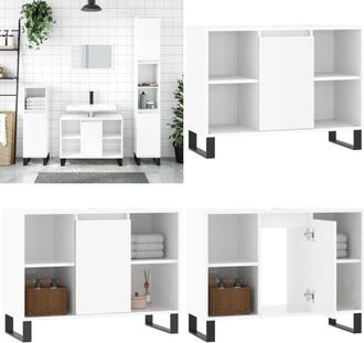 vidaXL Badschrank Hochglanz-Weiß 80x33x60 cm Holzwerkstoff - Badeschrank - Badezimmermöbel - Holzwerkstoff - Weißer Schrank - Spiegelschrank - Home & Living