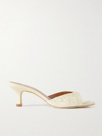 Staud Mules En Cuir À Sequins Brigitte - Crème