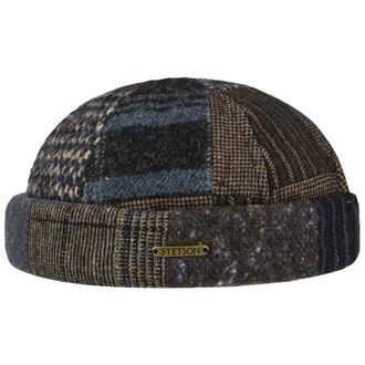 Stetson Classic Patchwork Dockerm&uuml;tze Herren Made in EU Herbst Winter braun-blau S (54-55 cm)