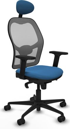 Piqueras y Crespo B&uuml;rostuhl mit 2D-Armlehnen, h&ouml;henverstellbarer Lendenwirbelst&uuml;tze und festem Kopfteil, ausgestattet mit 5 Positionen und injiziertem Schaumstoff, Grau