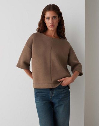 OPUS Sweatshirt GINAMA im Viskosemix &uuml;berschnittene Schulter mit 3/4 Arm, flie&szlig;ender Fall