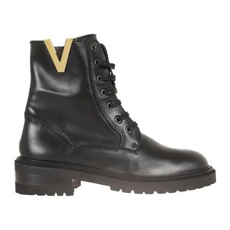 Via Roma 15 Schwarzer Amphibienstiefel aus Kalbsleder mit Nieten - - Shoes - Damen - Schwarzk - 36 EU