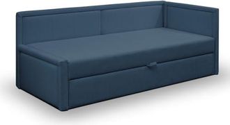 Selsey Polsterbett 91 x 205 cm Schlaffläche 82 x 189 cm Gepolstertes Bett Tagesbett Sofabett Jugendbett Robuster Stoff T30 Schaumstoff Ausziehbar Marineblau 
