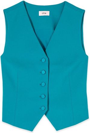 Oltre Crepe Stoff Weste - - Jackets - Damen - Blau - L