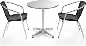 Oviala Table de jardin ronde en aluminium et 2 fauteuils