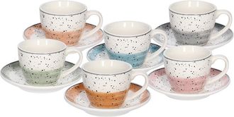 Tognana Sienna, Packung mit 6 Kaffeetassen mit Teller, New Bone China, mehrfarbig