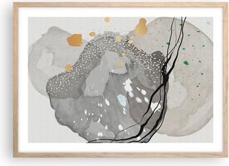 Arttor Wandposter Art Prints 70x50cm Poster Rahmen helle Eiche Abstraktion Flecken Malen K&uuml;che Wanddeko Bild Wand Kunstdruck Deko Wandbilder Dekoration Wohnz