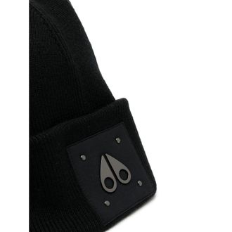 Moose Knuckles M34MA574 Ribbed Wool Winter Hat - Black
