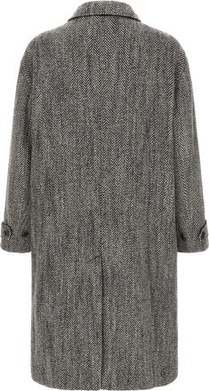 Dolce & Gabbana Herringbone Virgin Wool Coat - Gray