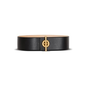 Balmain Femme, Accessoires, Noir, Taille: 75 CM Ceinture &agrave; boucle en T en cuir de veau