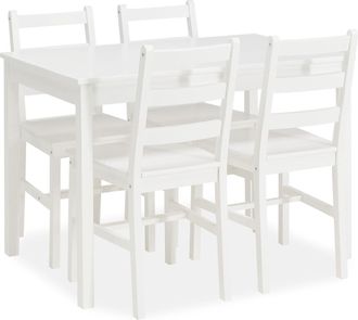 Homestyle4u Esstisch mit 4 St&uuml;hlen Holz Wei&szlig;, K&uuml;chentisch Essgruppe Set 4 St&uuml;hle, K&uuml;che Esszimmer | Artikel 3061