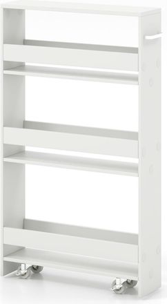 Generic Küchenwagen, Rollwagen, 4-stufiger Küchen-Aufbewahrungswagen, ausziehbarer Rollwagen mit Rädern, Griff, mobil für Wohnzimmer, Waschküche (schwarzer Ko