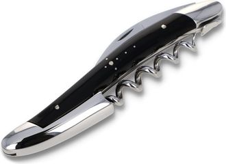 Forge de Laguiole Forge de Laguiole Sommelierbesteck - Griff B&uuml;ffelhorn schwarz - Edelstahl gl&auml;nzend - Kellnermesser Wein&ouml;ffner Frankreich
