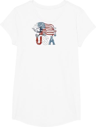 Disney Mickey Mouse with Flute America USA Flag 4th of July T-Shirt