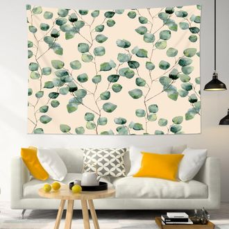 Generic Wandteppich Grünes Blatt 250x300 cm Groß Wandteppiche Eukalyptus-Blatt 3d Druck Wandbehang XXL Tapisserie Wandtuch für Wohnzimmer Schlafzimmer Wohnhei