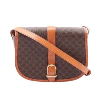 Celine Pre-owned Sac bandouli&egrave;re en toile enduite PVC et cuir - Femme - Pre-owned - Brun - Taille: ONE Size