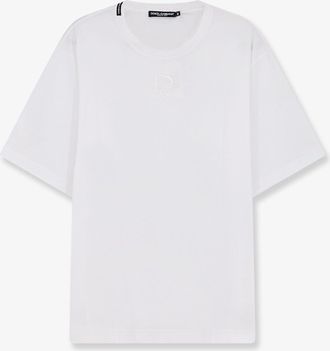 Dolce & Gabbana Cotton T-shirt with embroidered logo on the front - DOLCE & GABBANA - gender_Man